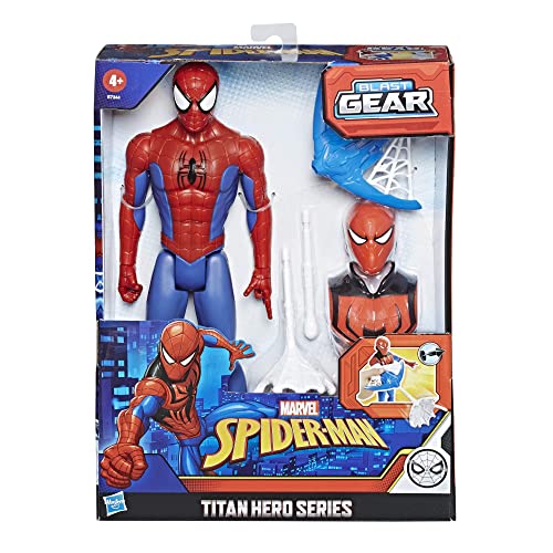 Spider-Man Marvel Titan Hero Series Blast Gear Action Figure Toy with Blaster, 2 Projectiles and 3 Armor Accessories, for Kids Ages 4 and Up