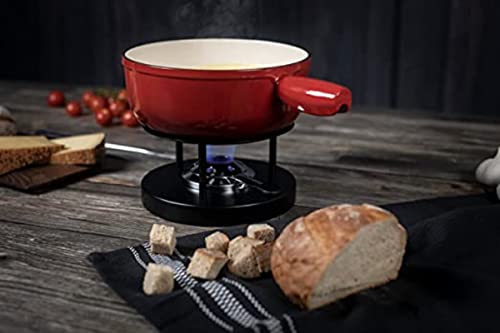 Kuhn Rikon Induction Cast Iron Fondue Pot, 7.87", Red