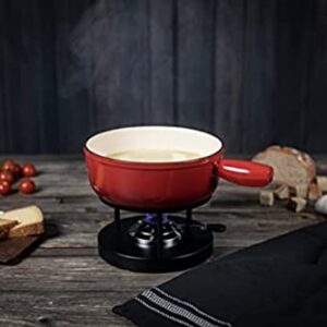 Kuhn Rikon Induction Cast Iron Fondue Pot, 7.87", Red