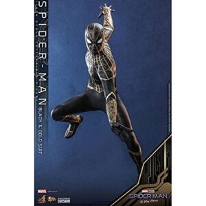 hot toys 1:6 spider-man black & gold suit - spider-man: no way home