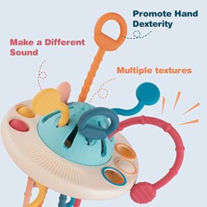 Baby Sensory Montessori Silicone Toy for 6-12 Months, Travel Pull String Toy for 12-18 Months, Developing Fine Motor Skill, Multi-Sensory Activity Toy for 1 Year Old Toys, Birthday Gift for Toddlers