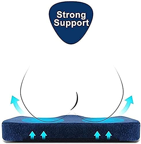 SMSOM Seat Cushion for Office Chair, Chair Cushion for Back Pain, Memory Foam Seat Cushion for Back Pain with Ergonomic Design, Tailbone Pain Relief Cushion (Blue)