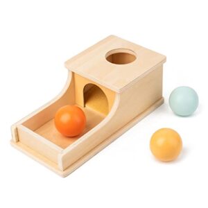 montessori object permanence box quiet sound wooden color ball drop play for 6 month 1 2 3 year old toddlers early education tool