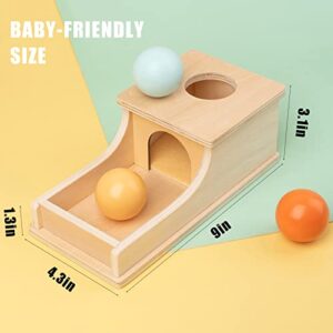 Montessori Object Permanence Box Quiet Sound Wooden Color Ball Drop Play for 6 Month 1 2 3 Year Old Toddlers Early Education Tool