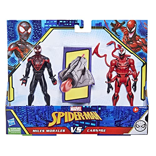 Spider-Man Marvel Miles Morales Vs Carnage Battle Packs, 6-Inch-Scale and Figure 2-Pack, Toys for Kids Ages 4 and Up