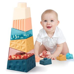 toddler montessori toys for 2 year old boys girls gift baby sensory stacking building blocks learning educational irregular square autism toys for 18 plus months age 2 3 4 one two year old kids