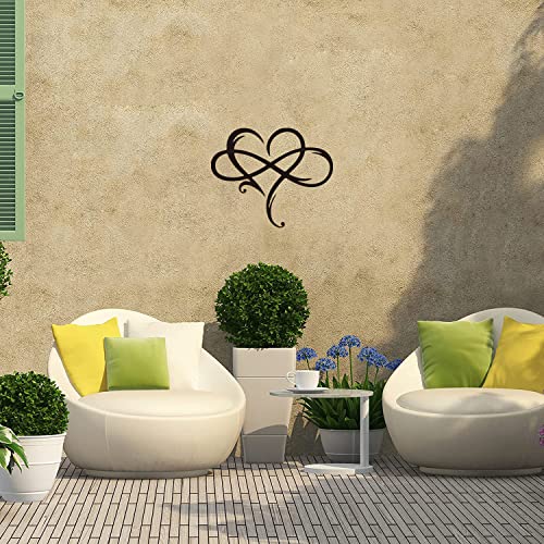 Infinity Heart Metal Wall Decor Art Eternal Love Infinite Heart wall decor 14x17 inch Unique Infinity Heart Wall Decor Love Sign Plaque Steel Art Geometric Bedroomr Ornaments Cut Out for Home Wedding Decor Black Indoor Outdoor Christmas Presents Gifts