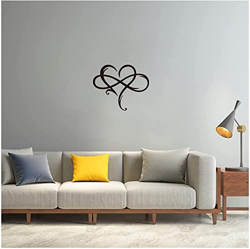 Infinity Heart Metal Wall Decor Art Eternal Love Infinite Heart wall decor 14x17 inch Unique Infinity Heart Wall Decor Love Sign Plaque Steel Art Geometric Bedroomr Ornaments Cut Out for Home Wedding Decor Black Indoor Outdoor Christmas Presents Gifts