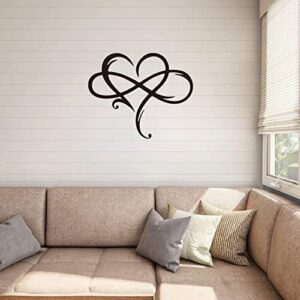 Infinity Heart Metal Wall Decor Art Eternal Love Infinite Heart wall decor 14x17 inch Unique Infinity Heart Wall Decor Love Sign Plaque Steel Art Geometric Bedroomr Ornaments Cut Out for Home Wedding Decor Black Indoor Outdoor Christmas Presents Gifts