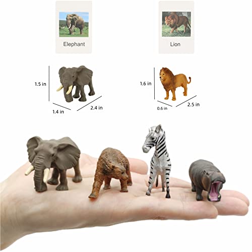 MIKNEKE Montessori Animal Figures with Flash Cards, Realistic Animal Figurines Toys, Montessori Materials Homeschool Preschool Science Educational Matching Game for Toddler Kids (Zoo)