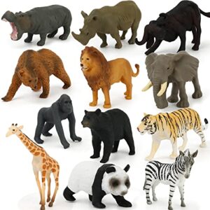 MIKNEKE Montessori Animal Figures with Flash Cards, Realistic Animal Figurines Toys, Montessori Materials Homeschool Preschool Science Educational Matching Game for Toddler Kids (Zoo)