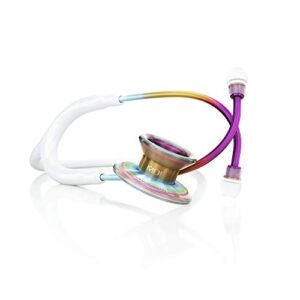 mdf white-kaleidoscope md one epoch lightweight titanium stethoscope, adult, free-parts-for-life, white tube, kaleidoscope chestpiece-headset, mdf777tkl29