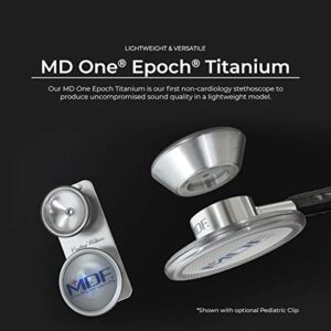 MDF White-Kaleidoscope MD One Epoch Lightweight Titanium Stethoscope, Adult, Free-Parts-for-Life, White Tube, Kaleidoscope Chestpiece-Headset, MDF777TKL29