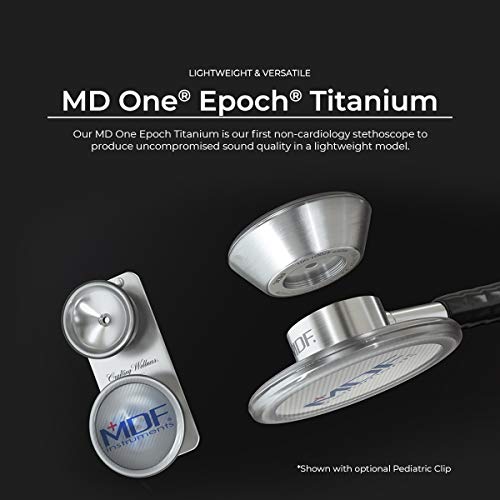 MDF White-Kaleidoscope MD One Epoch Lightweight Titanium Stethoscope, Adult, Free-Parts-for-Life, White Tube, Kaleidoscope Chestpiece-Headset, MDF777TKL29