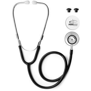 primacare ds-9290-bk adult size 22 inch stethoscope for diagnostics and screening instruments, lightweight and aluminum double head flexible stethoscope, black