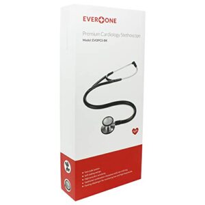 EverOne Premium Cardiology Stethoscope, Black Tube, 27 Inch