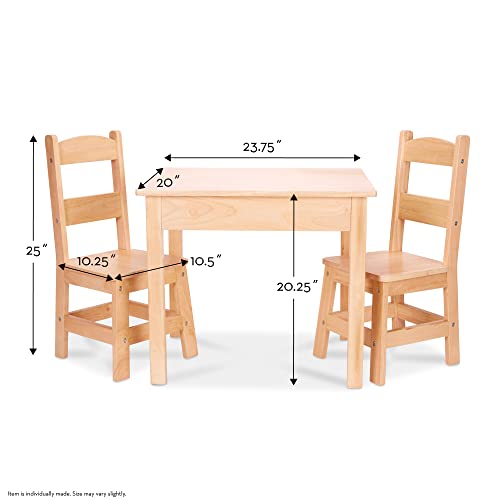 Melissa & Doug Solid Wood Table and 2 Chairs Set - Light Finish Furniture for Playroom