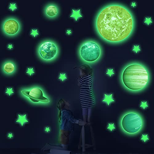 Glow in The Dark Stars for Planets Solar System Wall Stickers Ceiling Stickers Kids Christmas Birthday Gift for Girls and Boys