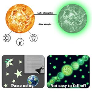 Glow in The Dark Stars for Planets Solar System Wall Stickers Ceiling Stickers Kids Christmas Birthday Gift for Girls and Boys