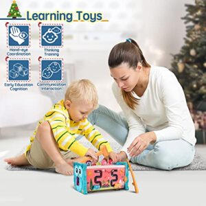 DOQUO Blue Early Baby Development Sensory Montessori Multifunctional Toys 12-18 Months Educational Hammering Pounding for 1+ Years Gift