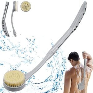 back brush long handle for shower, 20.5” back bath brush for shower, back scrubber, exfoliation and improved skin health for elderly with limited arm movement, disabled, pregnant women