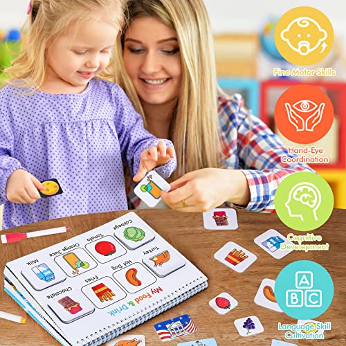 Busy Book for Toddler Preschool Learning Activities, 32 Pages Quiet Books for Toddlers Travel, Montessori Toys Book for Kids Age1, 2, 3 Year Olds Gift - for Boy & Girl Autism Sensory Speech Therapy