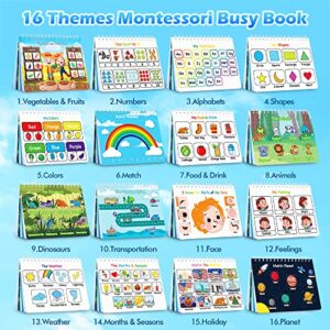 Busy Book for Toddler Preschool Learning Activities, 32 Pages Quiet Books for Toddlers Travel, Montessori Toys Book for Kids Age1, 2, 3 Year Olds Gift - for Boy & Girl Autism Sensory Speech Therapy