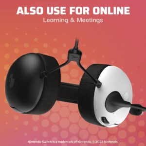 PDP Gaming LVL40 Stereo Headset with Mic for Switch OLED - Noise Cancelling Microphone - Black & White - Nintendo Switch