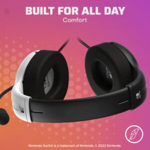 PDP Gaming LVL40 Stereo Headset with Mic for Switch OLED - Noise Cancelling Microphone - Black & White - Nintendo Switch