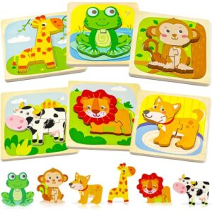 benresive wooden toddler puzzles ages 1-3, montessori toys for 1 2 3 year old boys girls, 6 pack animal toddler toys gifts for 1 2 3 year old boys girls, learning educational preschool toys