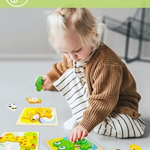 Benresive Wooden Toddler Puzzles Ages 1-3, Montessori Toys for 1 2 3 Year Old Boys Girls, 6 Pack Animal Toddler Toys Gifts for 1 2 3 Year Old Boys Girls, Learning Educational Preschool Toys