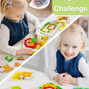 Benresive Wooden Toddler Puzzles Ages 1-3, Montessori Toys for 1 2 3 Year Old Boys Girls, 6 Pack Animal Toddler Toys Gifts for 1 2 3 Year Old Boys Girls, Learning Educational Preschool Toys