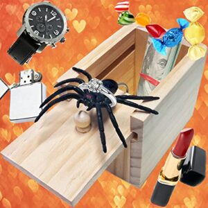 Jishi Spider Box Prank Toy Funny Gag Gift Box Wooden Surprise Present Box for Money Cash Small Gifts, Fun White Elephant Unique Novelty Hilarious Joke Stocking Stuffers for Adults Men Women Kids Teens