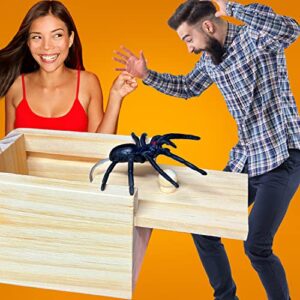 Jishi Spider Box Prank Toy Funny Gag Gift Box Wooden Surprise Present Box for Money Cash Small Gifts, Fun White Elephant Unique Novelty Hilarious Joke Stocking Stuffers for Adults Men Women Kids Teens