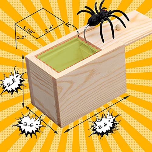 Jishi Spider Box Prank Toy Funny Gag Gift Box Wooden Surprise Present Box for Money Cash Small Gifts, Fun White Elephant Unique Novelty Hilarious Joke Stocking Stuffers for Adults Men Women Kids Teens