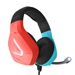 orzly gaming headset with mic for nintendo switch oled and lite joycon color match with led light microphone & remote - hornet rxh-20 tanami edition