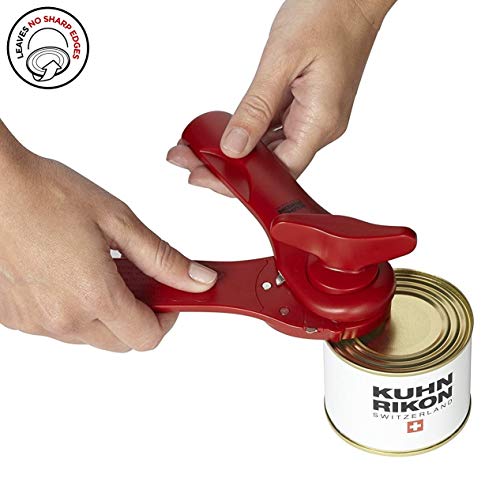 Kuhn Rikon Slim Safety Smooth Touch Can Opener, No Sharp Edges, LIDLIFTER®+ 6.5" Black