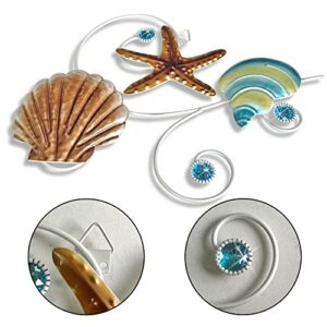 VividLadybug Beach Wall Decor Seashell starfish metal wall decor ocean theme Marine Coast decor suitable for home bathroom coast wall decor Set of 3