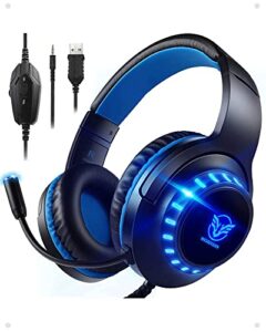 pacrate gaming headset with microphone for pc mac ps4 headset ps5 headset switch xbox one headset with mic & led lights noise cancelling headphones with microphone for kids adults