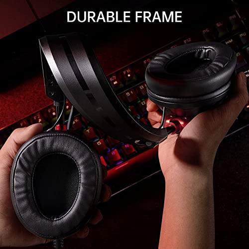 Tatybo 7.1 Surround Sound Gaming Headset for PC PS4 PS5 Switch, USB & 3.5mm PC Headset with Noise Cancelling Mic