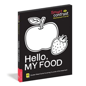 smartcontrast montessori cards(r) hello, my food: 20 large-size high-contrast cards perfect for your child's brain development.