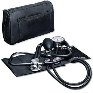 novamedic nm-9170-bk professional aneroid sphygmomanometer blood pressure machine and stethoscope set, universal adult size cuff arm, manual emergency bp monitor kit with carrying case, black