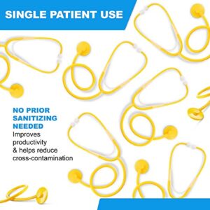 Primacare DS-9294 Pack of 10 Yellow Disposable Stethoscopes with Sound Sensitive Chestpiece and 22” PVC Tubing | Single Patient Use Ultra Lightweight Stethoscope for Home, Education, Doctors, Nurses