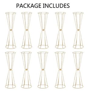 10 Pcs Tall Metal Trumpet Vase 23.6"/60cm Wedding Table Floral Center Decor Metal, Artificial Flower Display Stand for Wedding Christmas Carnival Party Dinner Event Hotel Home Decor Arrangement