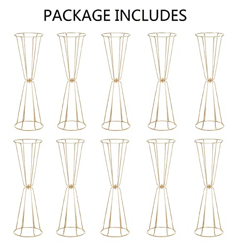 10 Pcs Tall Metal Trumpet Vase 23.6"/60cm Wedding Table Floral Center Decor Metal, Artificial Flower Display Stand for Wedding Christmas Carnival Party Dinner Event Hotel Home Decor Arrangement