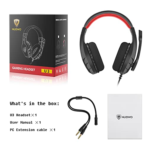 NUBWO U3 3.5mm Gaming Headset for PC, PS4, PS5, Laptop, Xbox One, Mac, iPad, Switch/ Computer Game , Over Ear Flexible Microphone Volume Control with Mic