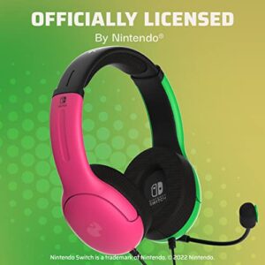 PDP Gaming LVL40 Stereo Headset with Mic for Nintendo Switch - PC, iPad, Mac, Laptop Compatible - Noise Cancelling Microphone, Lightweight, Soft Comfort On Ear Headphones - Splatoon 2 Pink & Green