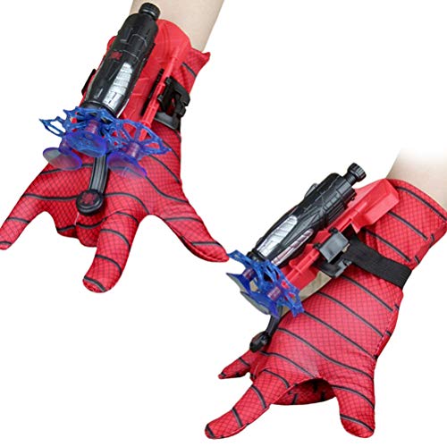 signmeili Hero Launcher Wrist Toy Set, Web Launcher Role Play Toy, Kids Superhero Magic Gloves with Wrist Ejection Launcher Childrens Red