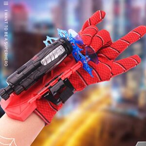 signmeili Hero Launcher Wrist Toy Set, Web Launcher Role Play Toy, Kids Superhero Magic Gloves with Wrist Ejection Launcher Childrens Red