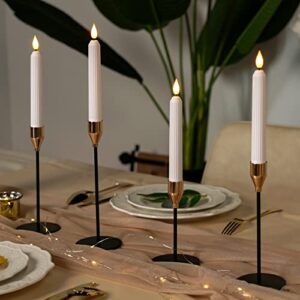 5plots White Flameless Taper Candles with Remote, Timer, Roman Column Led Taper Candles Battery Operated, Led Candlesticks with 3D Flame, 6 Flameless Taper Candles Flickering for Home Christmas Decor